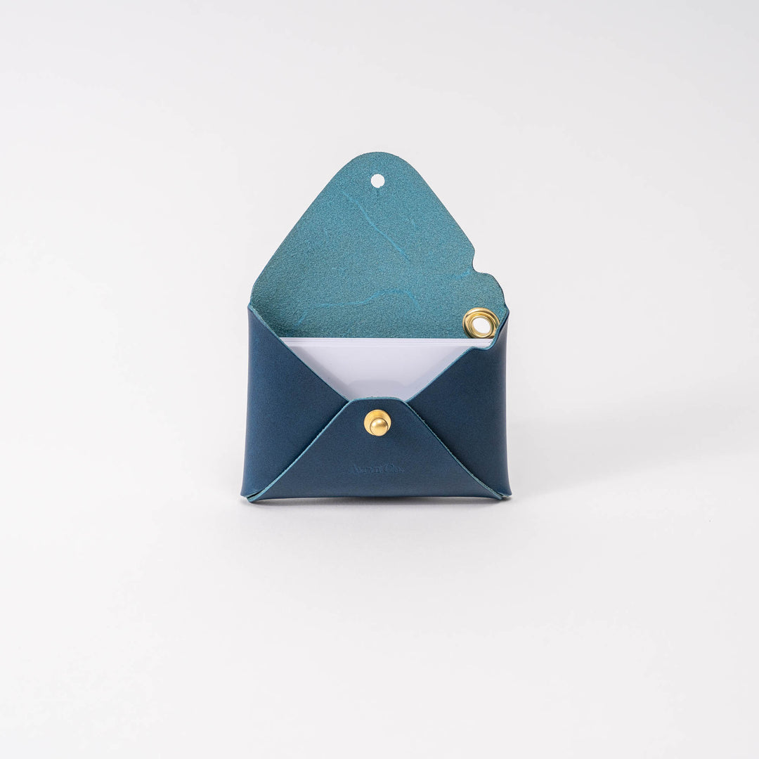Ocean Blue Italian Leather Card Wallet | Avryn Co.