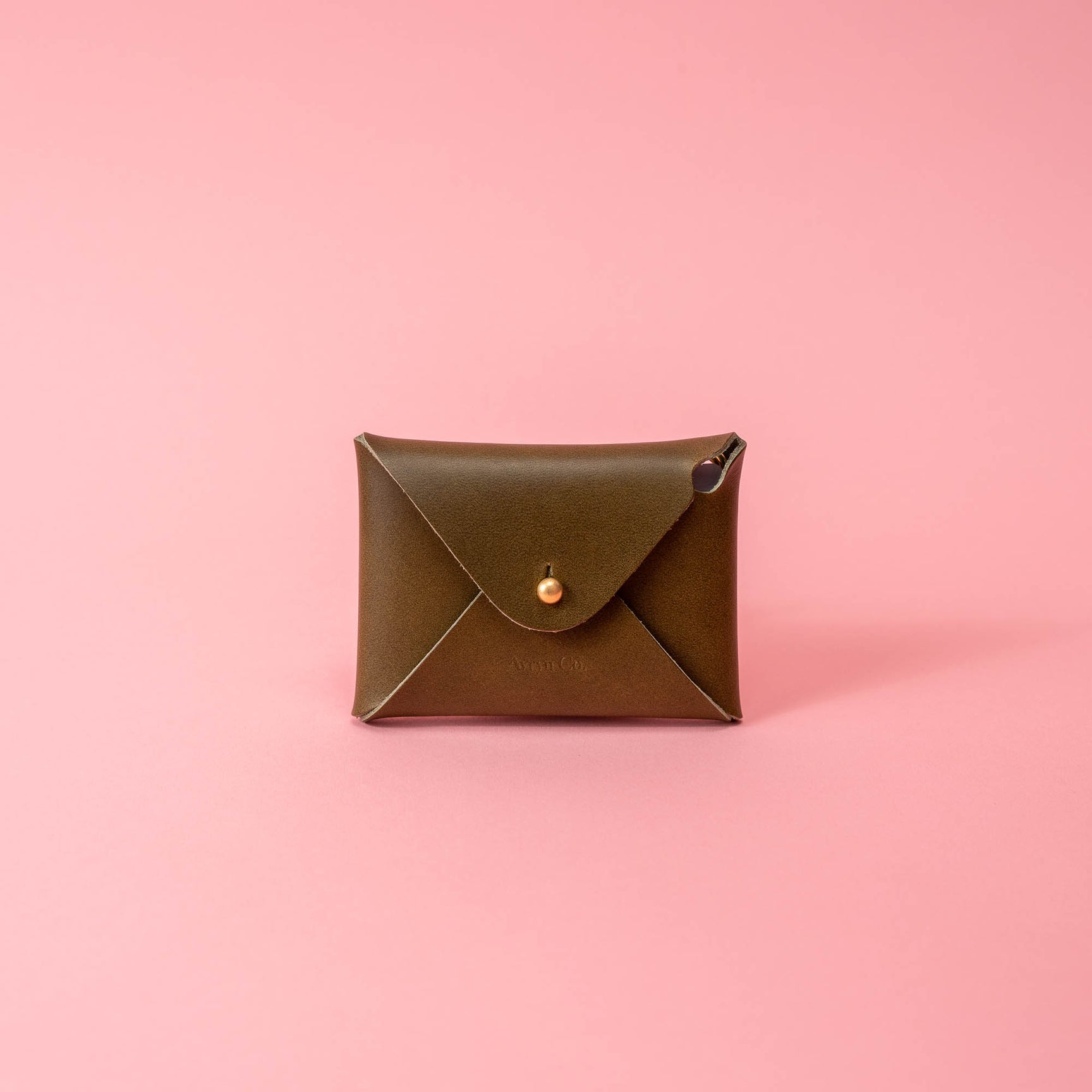 Olive Green Italian Leather Card Wallet | Avryn Co.