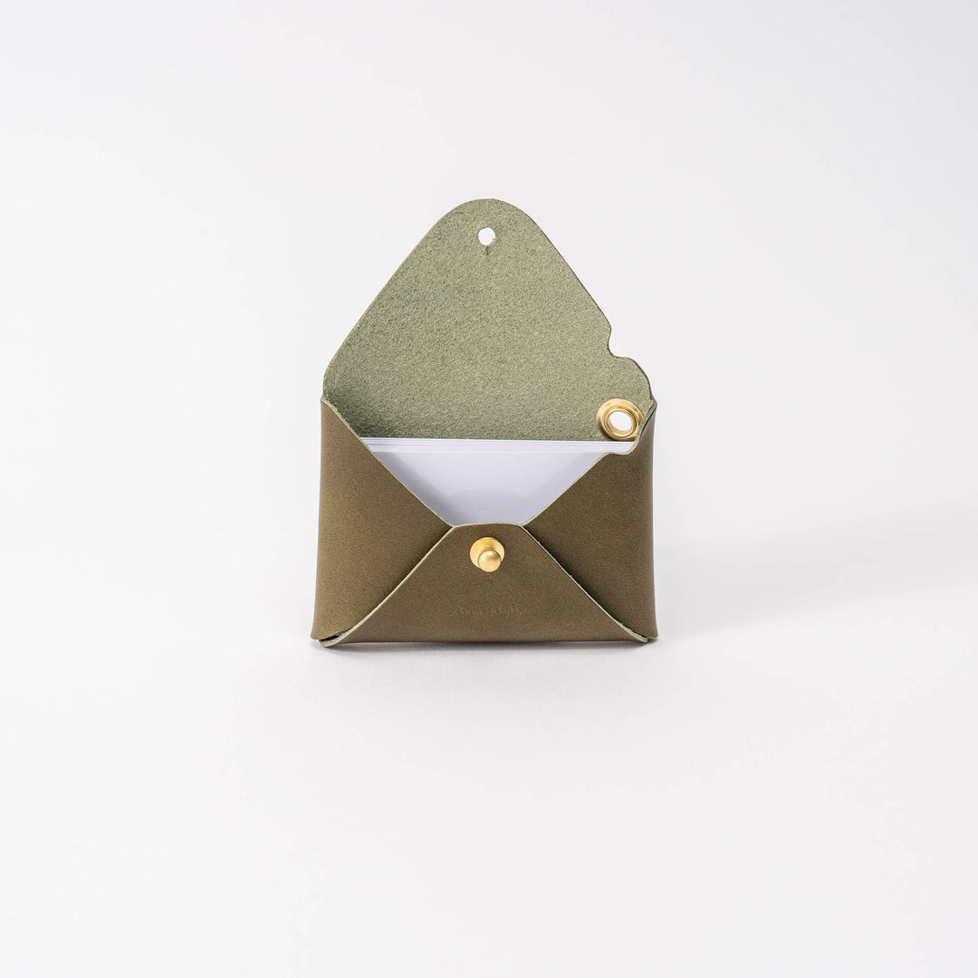 Olive Green Italian Leather Card Wallet | Avryn Co.