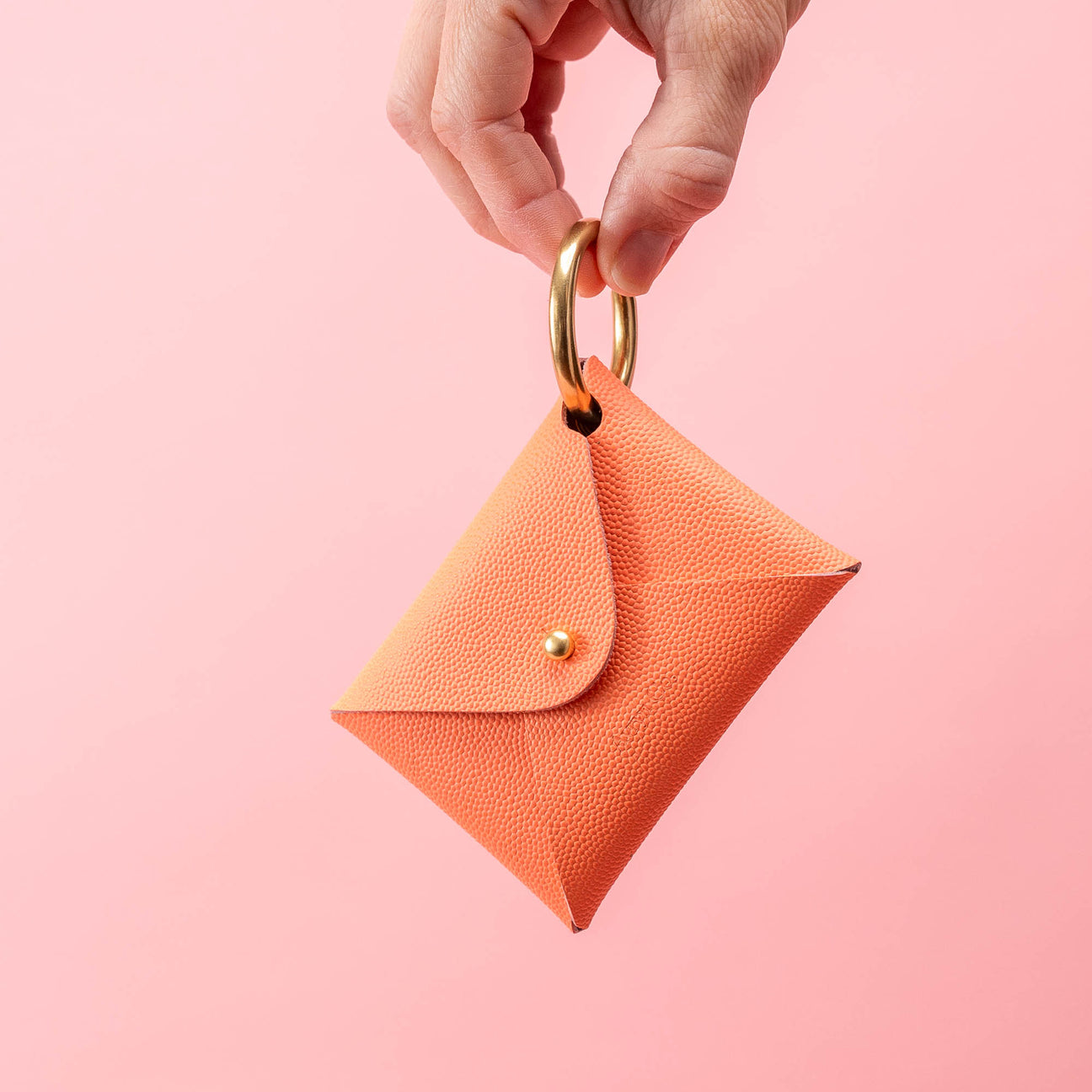 Coral French Pebbled Leather Card Wallet | Avryn Co.