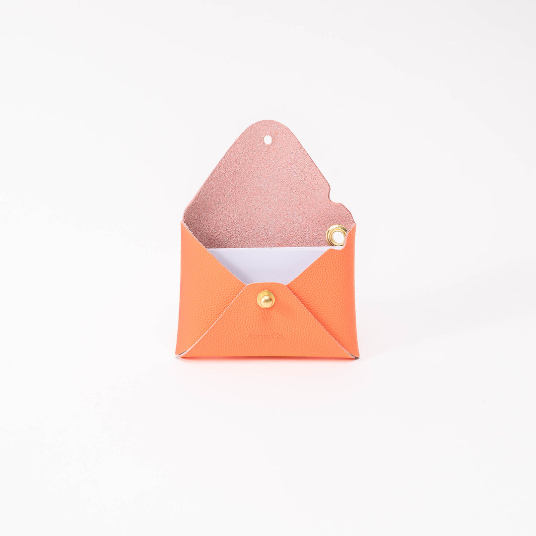 Coral French Pebbled Leather Card Wallet | Avryn Co.