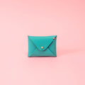 Tropical Teal French Pebbled Leather Card Wallet | Avryn Co.