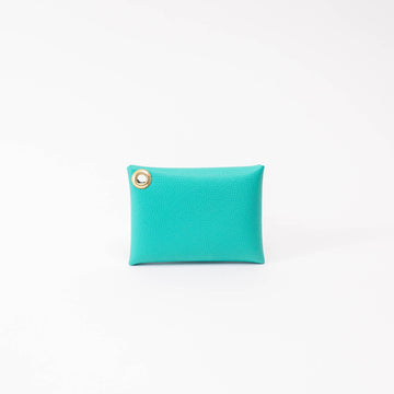Tropical Teal French Pebbled Leather Card Wallet | Avryn Co.