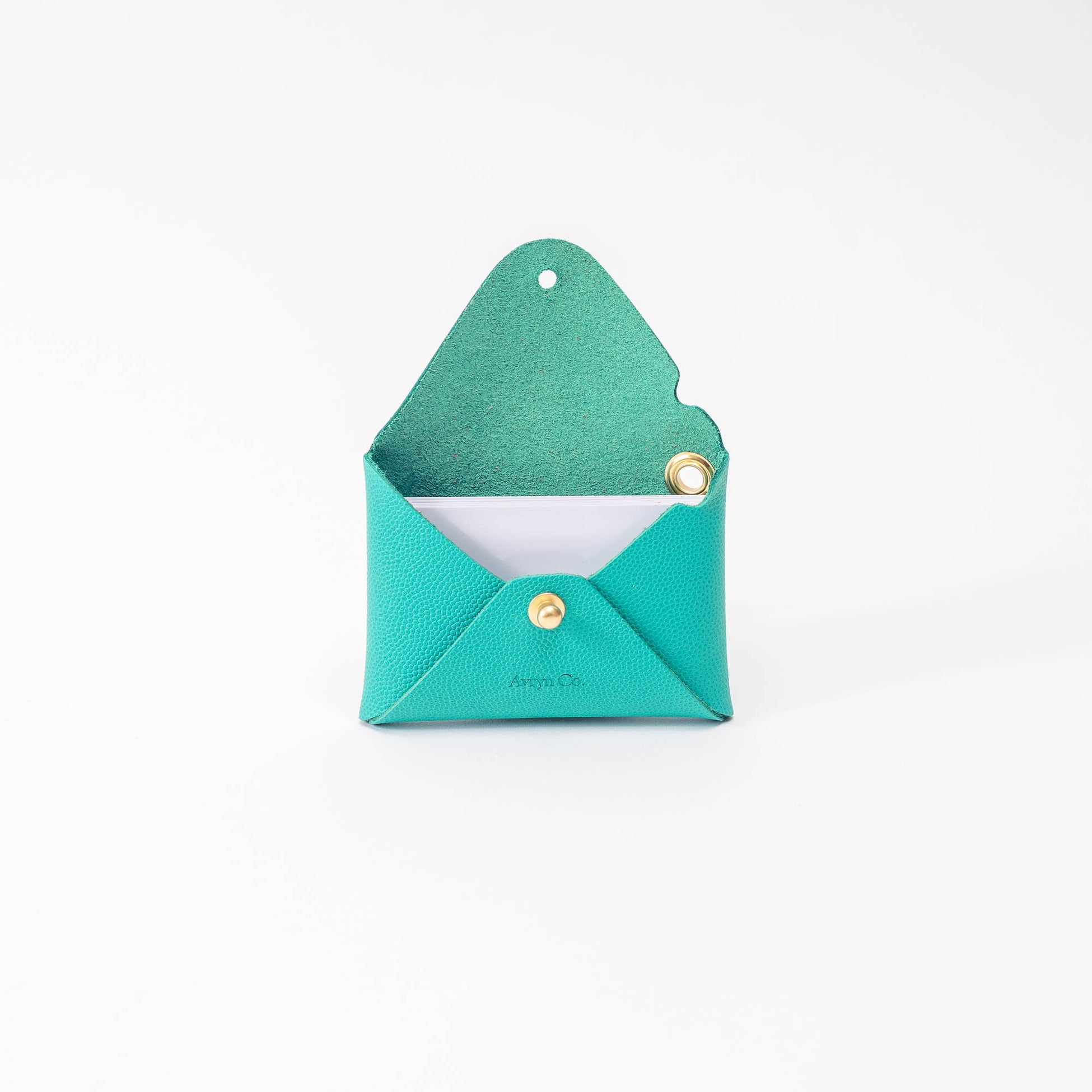 Tropical Teal French Pebbled Leather Card Wallet | Avryn Co.
