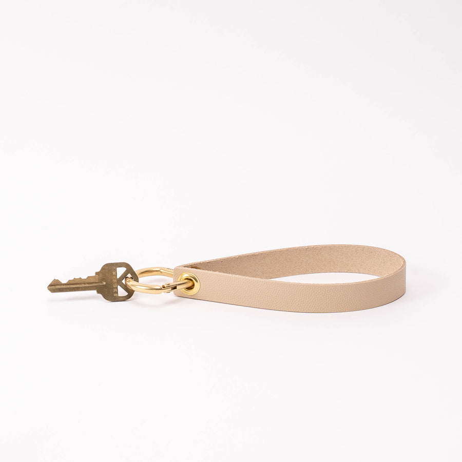 Handcrafted Leather Wristlet in Cobblestone Beige | Avryn Co.
