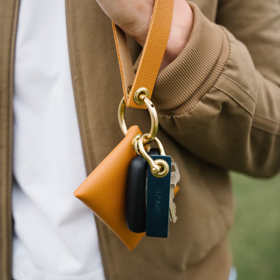 Handcrafted Italian Leather Key Tag in Ocean Blue | Avryn Co.