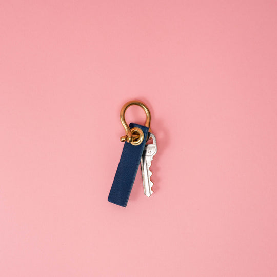 Handcrafted Italian Leather Key Tag in Ocean Blue | Avryn Co.